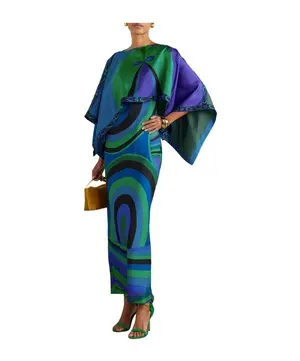 Emilio Pucci Layered Printed Silk-twill Maxi Dress