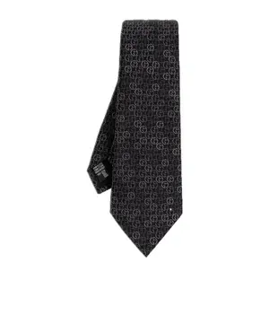Giorgio Armani Geometric Pattern Ties - Black