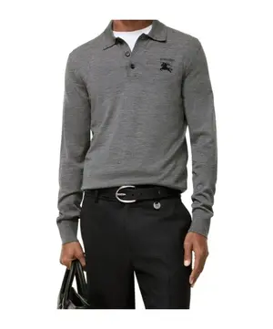 Burberry Long-sleeve Knight Wool Polo Shirt