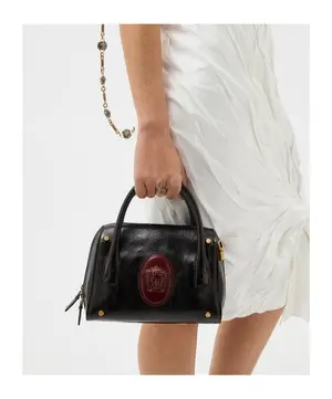 Versace Roomy Small Leather Boston Bag