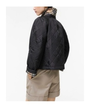 Burberry Quilted Nylon Cropped Jacket - Black