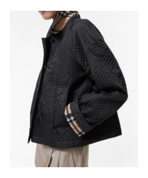 Burberry Quilted Nylon Cropped Jacket - Black
