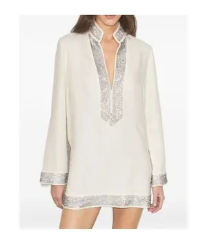 Tory Burch Embellished Linen Tunic