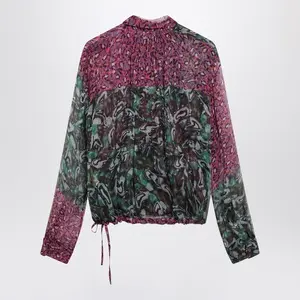 Dries Van Noten Printed Long Sleeve Shirt With Bow Detail