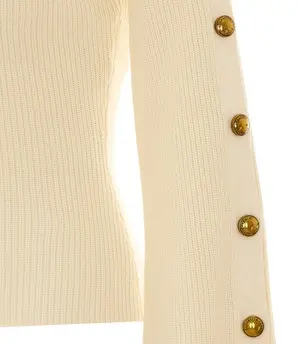 Elisabetta Franchi Button-detail High Neck Knitted Sweater - Cream
