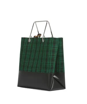 Marni Checked Twill Shopper With Metal Handles