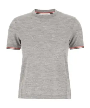 Thom Browne Striped Cuff Knitted T-shirt - Grey