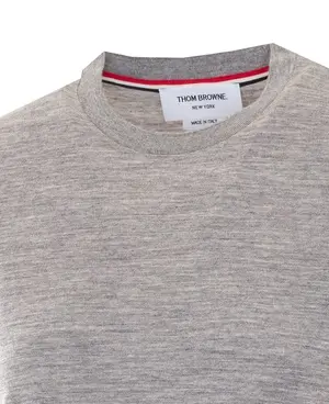 Thom Browne Striped Cuff Knitted T-shirt - Grey