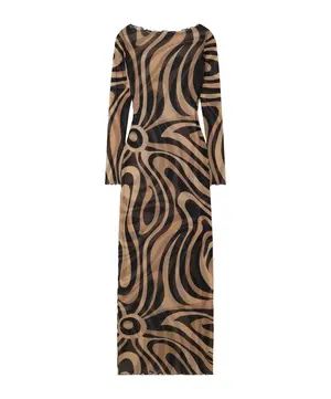 Emilio Pucci Marmo Printed Mesh Maxi Dress - Black