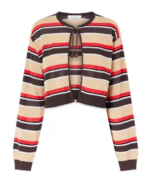 Rabanne Striped Knit Cardigan With Tie Detail