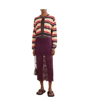 Rabanne Striped Knit Cardigan With Tie Detail
