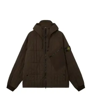 Stone Island Hooded Quilted Jacket - Coal Gray