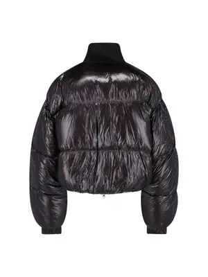 DIESEL® High-neck Puffer Jacket With Ribbed Details - Black