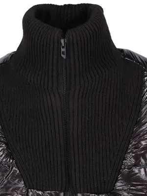 DIESEL® High-neck Puffer Jacket With Ribbed Details - Black
