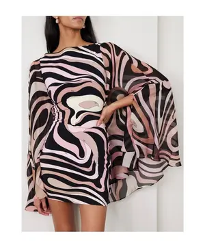 Emilio Pucci Cape-effect Printed Silk Crepe De Chine And Stretch-jersey Mini Dress