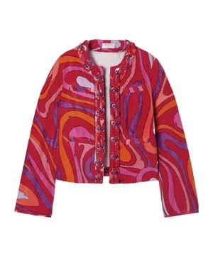 Emilio Pucci Embellished Twill-trimmed Printed Cotton-terry Jacket