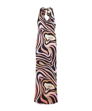 Emilio Pucci Printed Satin-jersey Halterneck Maxi Dress - Black
