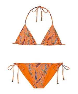 Etro Embellished Paisley-print Triangle Bikini - Orange