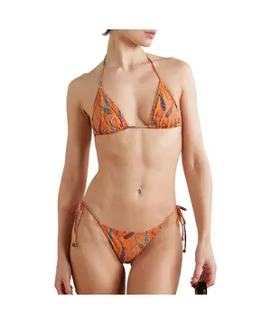 Etro Embellished Paisley-print Triangle Bikini