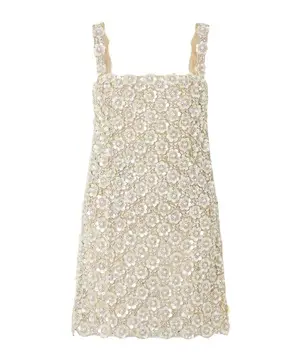 Oscar De La Renta Embroidered Mini Dress - Nude