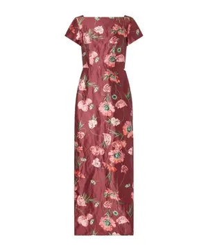 Erdem Floral-print Textured Satin Dress - Red