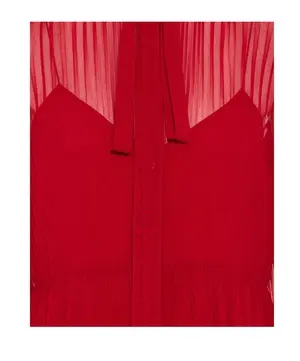 Gucci Pleated Maxi Dress With Pussy-bow And Sheer Sleeves