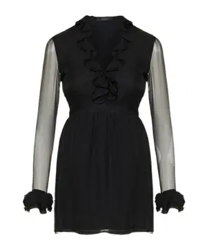 Gucci Silk Ruffle Mini Dress - Black