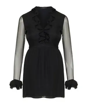 Gucci Silk Chiffon Ruffled Mini Dress - Black