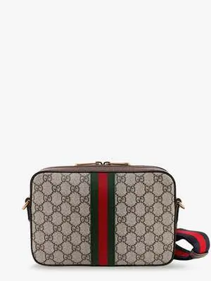 Gucci Ophidia Gg Supreme Fabric And Leather Crossbody Bag - Beige