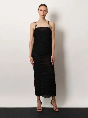 ACTUALEE Nylon Draped Dress With Adjustable Straps