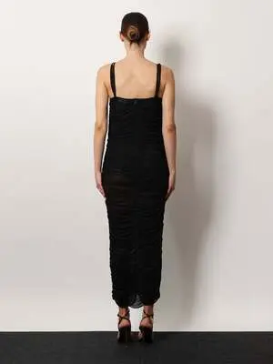ACTUALEE Nylon Draped Dress With Adjustable Straps