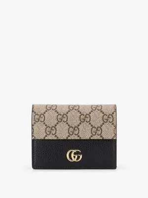 Gucci Mini Leather Wallet And Gg Supreme Fabric - Brown