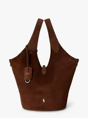 Polo Ralph Lauren Polo Ralph Lauren Play Suede Shoulder Bag With Contrasting Logo Brown