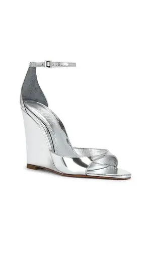 Schutz Scarlett Wedge Sandal In Metallic Silver
