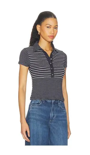 Rag & Bone The Knit Button Stripe Polo Tee In Multi