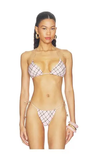 TIGER MIST Reversible Ave Bikini Top With Mesh Scarf In Multi