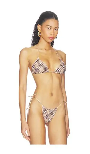 TIGER MIST Reversible Ave Bikini Top With Mesh Scarf In Multi