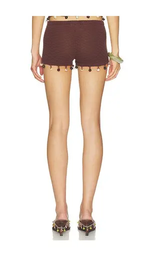 RUNAWAY THE LABEL Bailee Mini Knit Shorts In Chocolate