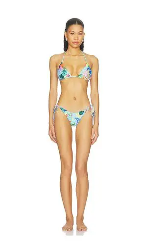 Luli Fama Oceans Kiss Crystallized Triangle Bikini Top & Tie Side Bikini Bottom Set