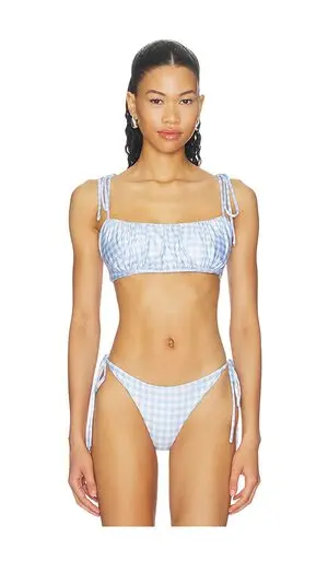 Peixoto Silas Bikini Top In Baby Blue - Cloud Blue Gingham