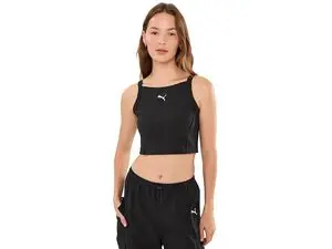 PUMA Essentials Ribbed Cropped Tank Top Clothing - Black