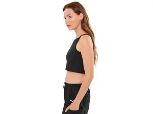 PUMA Essentials Ribbed Cropped Tank Top Clothing - Black