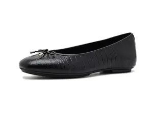 Fitflop Delicato Crocodile Embossed Ballerina Flats - Black