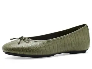 Fitflop Delicato Crocodile Embossed Ballerina Flats - Olive