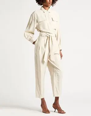 MOORER Jumpsuit Cream Size Viscose, Linen