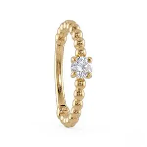 ZAHAV JEWELRY 14k Solid 18g 10mm Genuine Natural Diamond Beaded Clicker Hoop - Gold