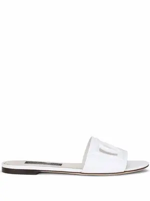 Dolce & Gabbana Dg Logo Leather Flat Sandals
