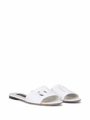 Dolce & Gabbana Dg Logo Leather Flat Sandals
