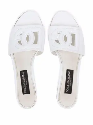 Dolce & Gabbana Dg Logo Leather Flat Sandals