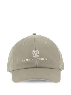 Brunello Cucinelli Logo Cotton Baseball Cap - Green